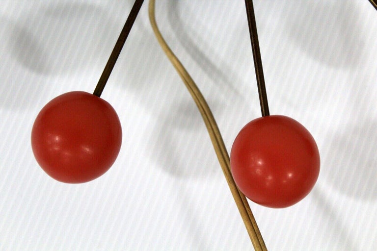 Mid-Century Modern Atomic Sunburst Vintage Red Ball Clock at 1stDibs