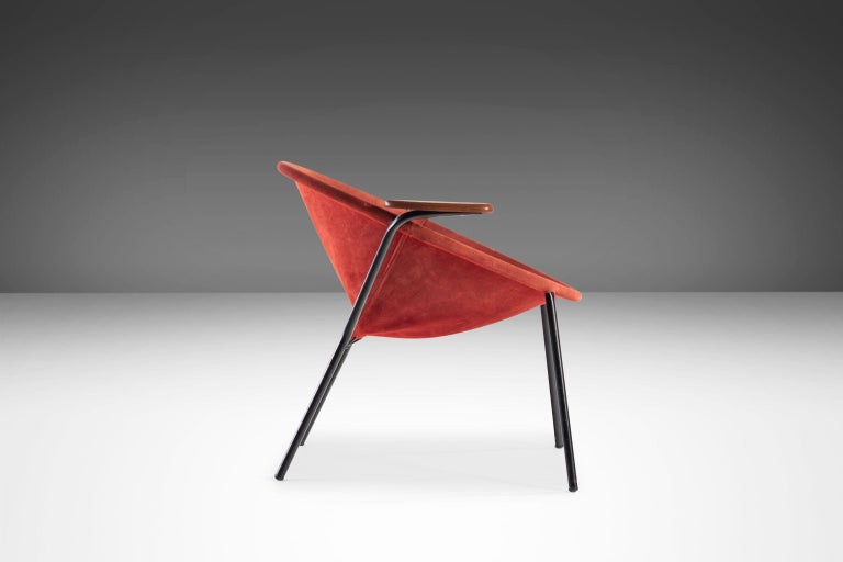 Mid Century Balloon / Hoop Chair in Red Dyed Suede by Hans Olsen ...