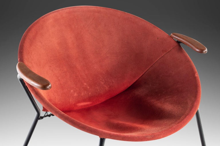 Mid Century Balloon / Hoop Chair in Red Dyed Suede by Hans Olsen ...