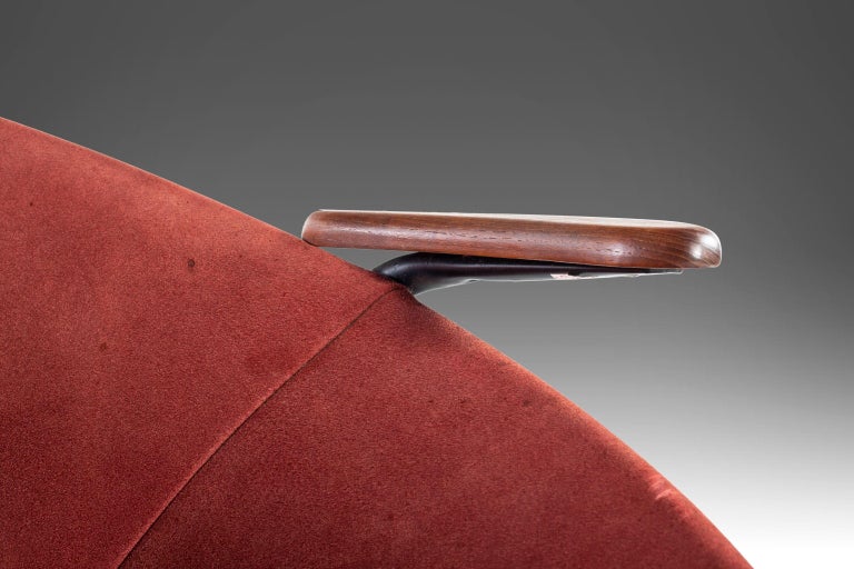 Mid Century Balloon / Hoop Chair in Red Dyed Suede by Hans Olsen ...