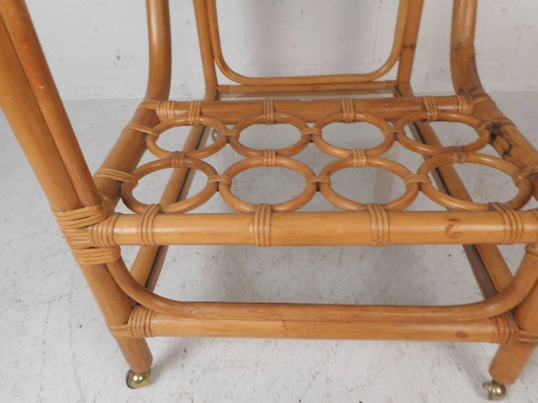 Mid-Century Modern Bamboo and Glass Bar Cart at 1stDibs