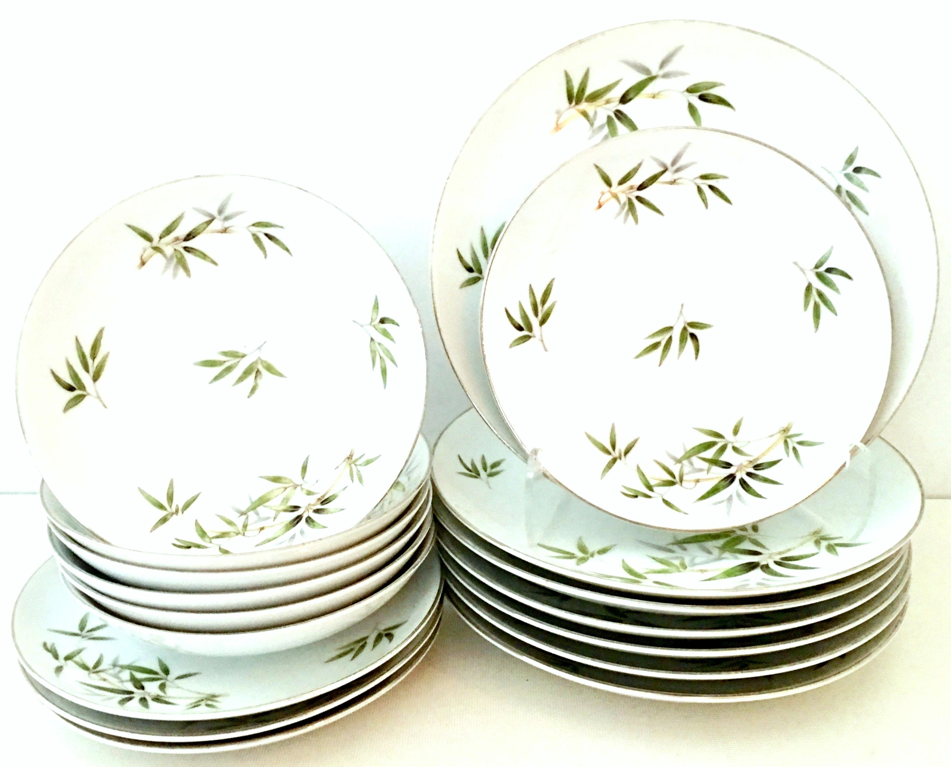 Mid-Century Japanese Porcelain and Platinum Dinnerware "Bamboo" By ...