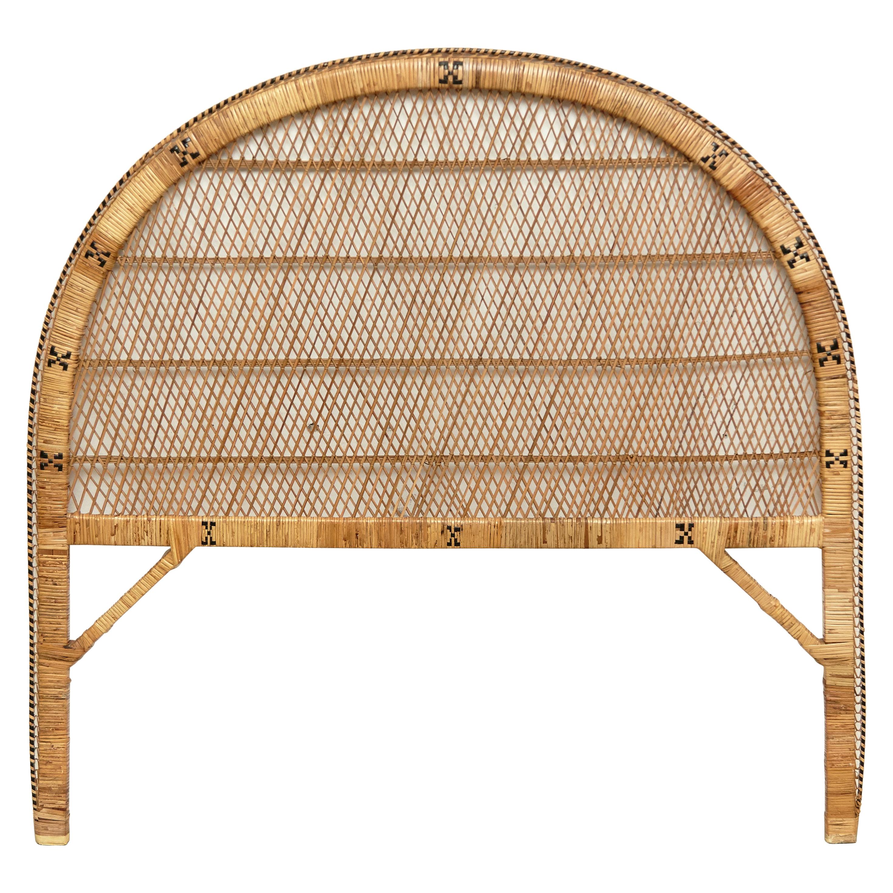 Mid-Century Modern Bamboo and Rattan Headboard Handcrafted French ...