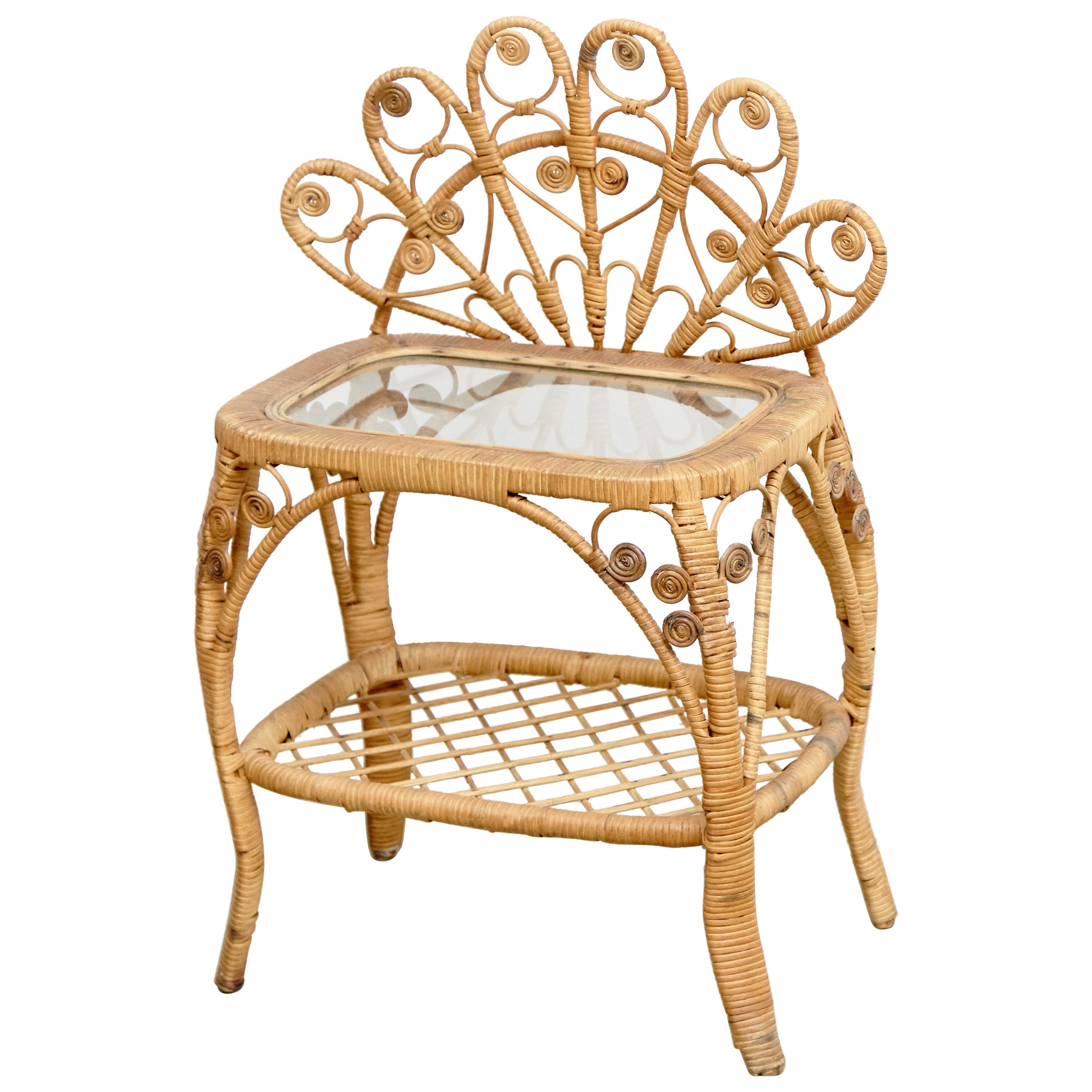 Round Rattan Ottoman, Italian, circa 1960 For Sale at 1stDibs