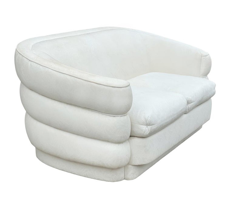 Mid-Century Modern Barrel Back Loveseat Sofa in Art Deco Form by Weiman ...