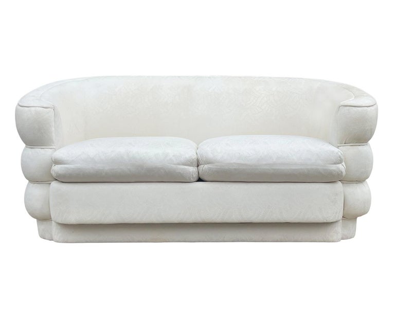 Mid-Century Modern Barrel Back Loveseat Sofa in Art Deco Form by Weiman ...