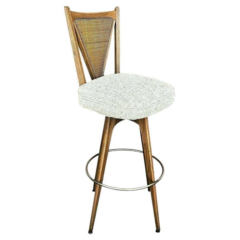 Mid-Century Modern Barstool Caned Back 360 Swivel Barstool For Sale at ...