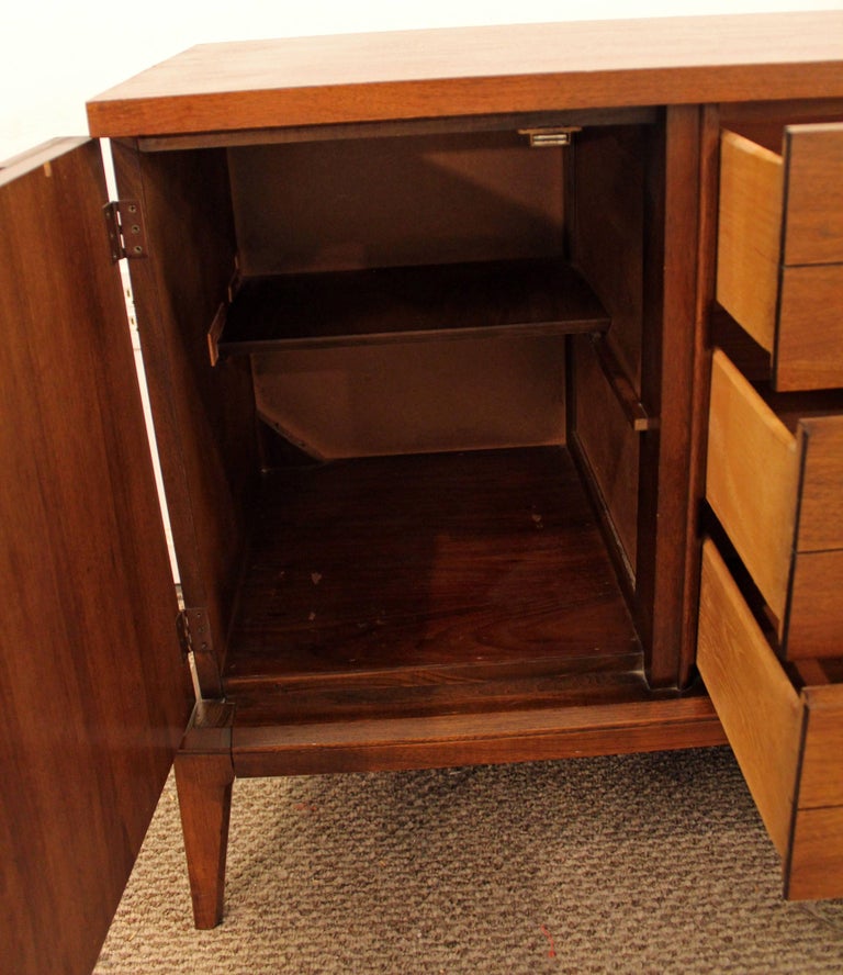 Mid-Century Modern Basic Witz Parquet Door Walnut Credenza at 1stDibs