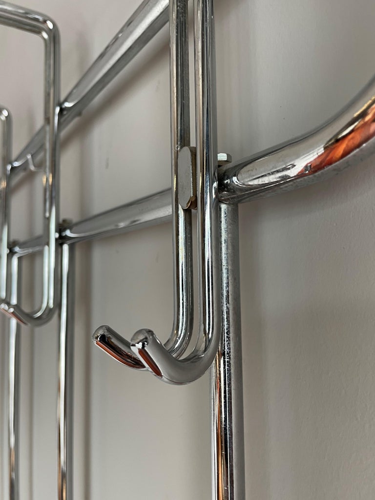 Mid-Century Modern Bauhaus Style Chrome Wall Coat Rack and Flush Mount ...