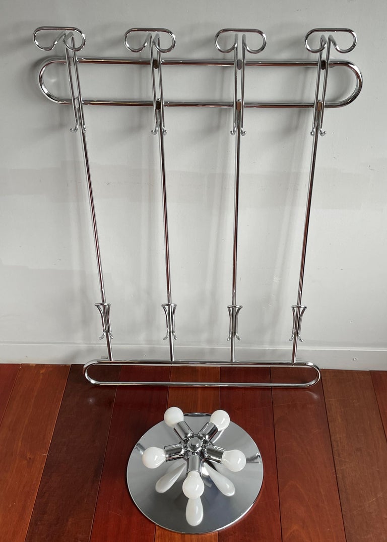 Mid-Century Modern Bauhaus Style Chrome Wall Coat Rack and Flush Mount ...