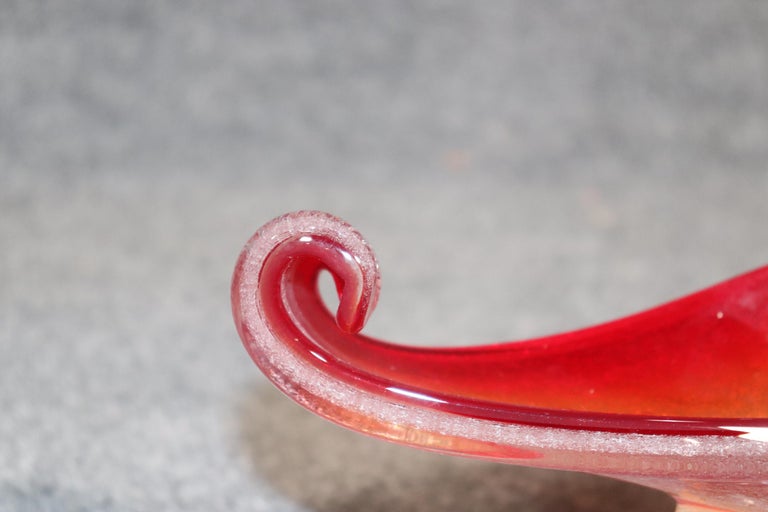 Mid-Century Modern Beautiful Italian Murano Glass Freeform Red Bowl ...