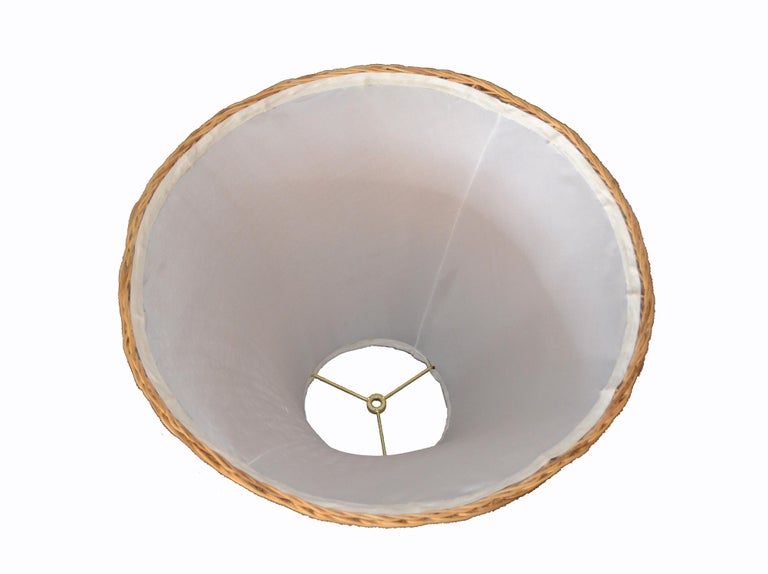 Mid-Century Modern Bell Handwoven Rattan, Wicker White Lined Fabric ...