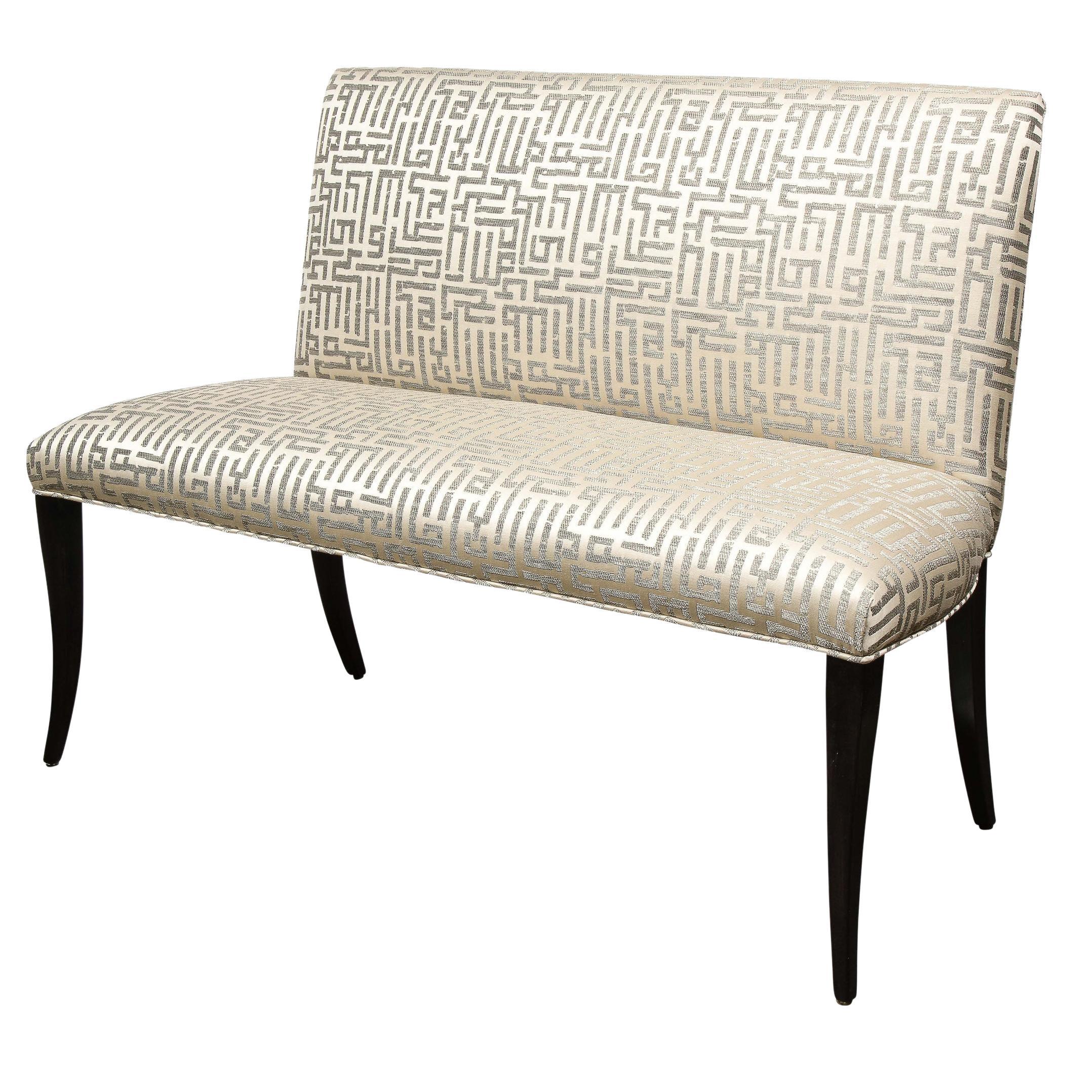 Mid-Century Modern Oscar Bach Style Iron X-Base Bench Stool with Winged ...