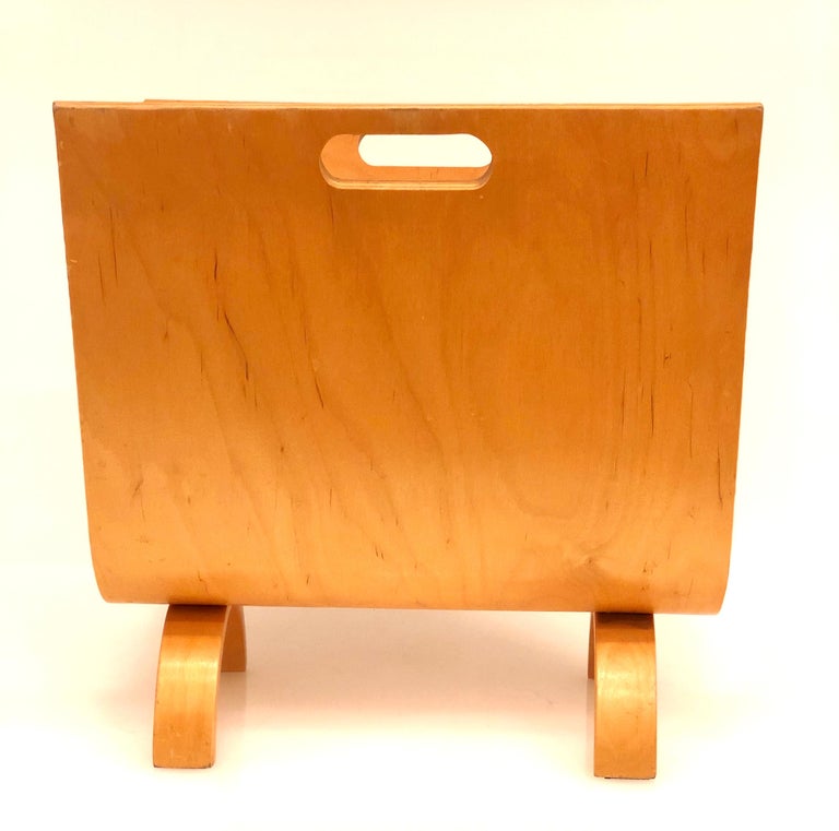 Mid-Century Modern Bent Wood Magazine Holder with Handles at 1stDibs ...