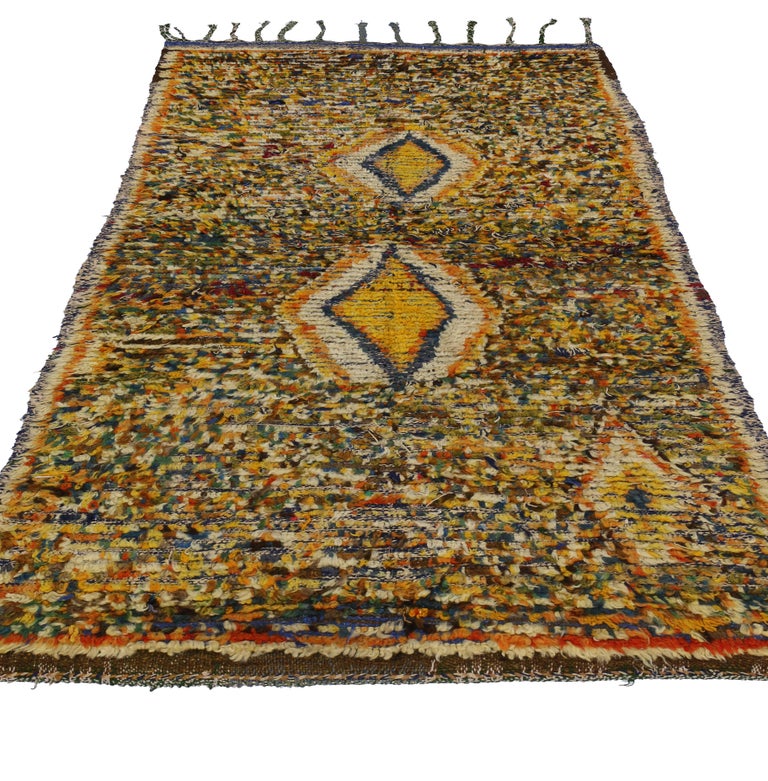 Mid-Century Modern Berber Moroccan Sunshine Yellow Rug, Moroccan Shag ...