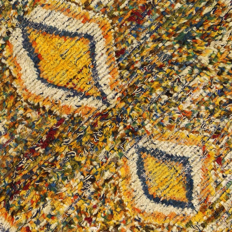 Mid-Century Modern Berber Moroccan Sunshine Yellow Rug, Moroccan Shag ...