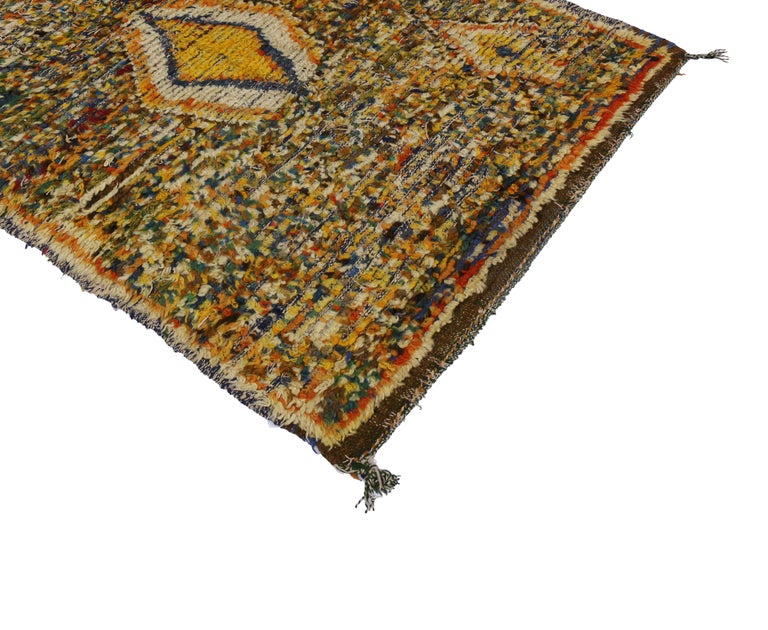 Mid-Century Modern Berber Moroccan Sunshine Yellow Rug, Moroccan Shag ...