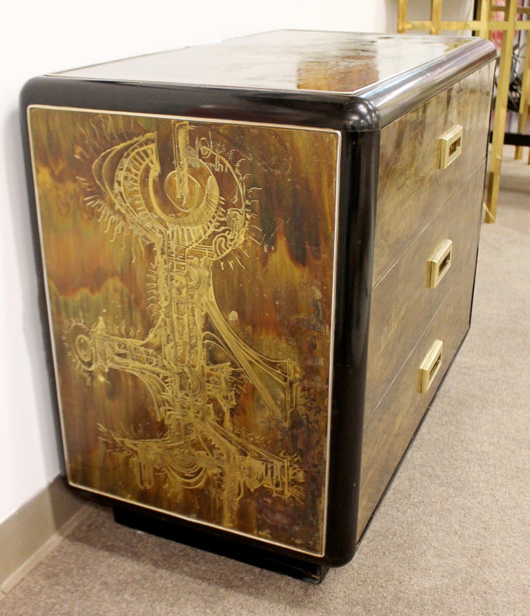 Mid-Century Modern Bernard Rohne Mastercraft Acid Etched Cabinet Chest ...