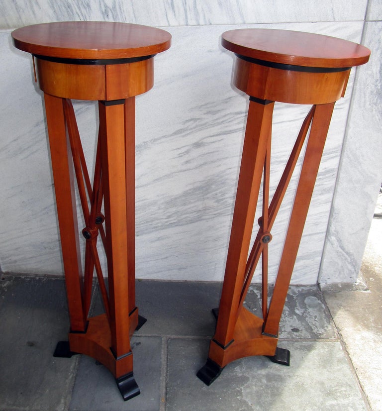 Mid-century Modern Biedermeier Style Pedestal Stands Pair For Sale at ...