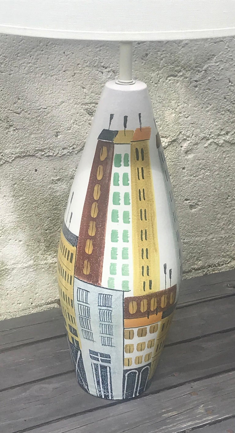 Mid-Century Modern Bitossi Ceramic Table Lamp, Cityscape, 1960s, Italy ...