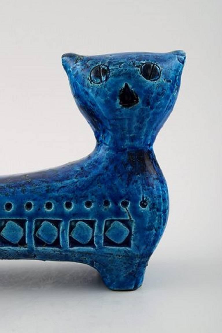 Mid-Century Modern Bitossi Rimini Blue Cat Figurine Designed by Aldo ...