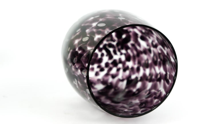 Mid-Century Modern Black Amethyst Set of Six Murano Drinking Glasses ...