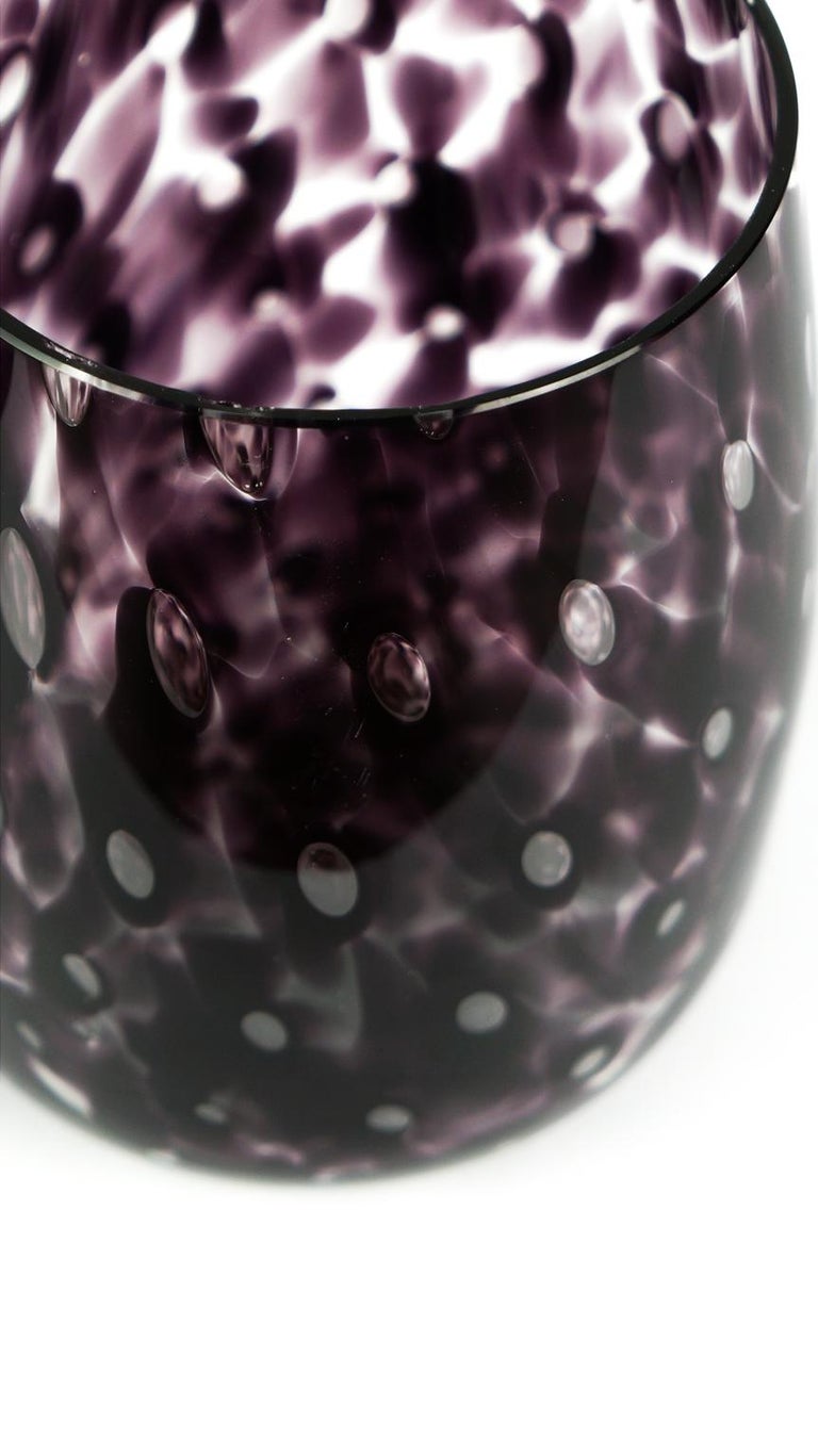 Mid-Century Modern Black Amethyst Set of Six Murano Drinking Glasses ...