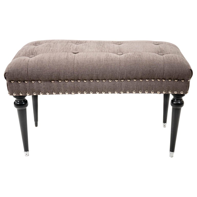 Mid-Century Modern Black and Grey Tufted Bench at 1stDibs