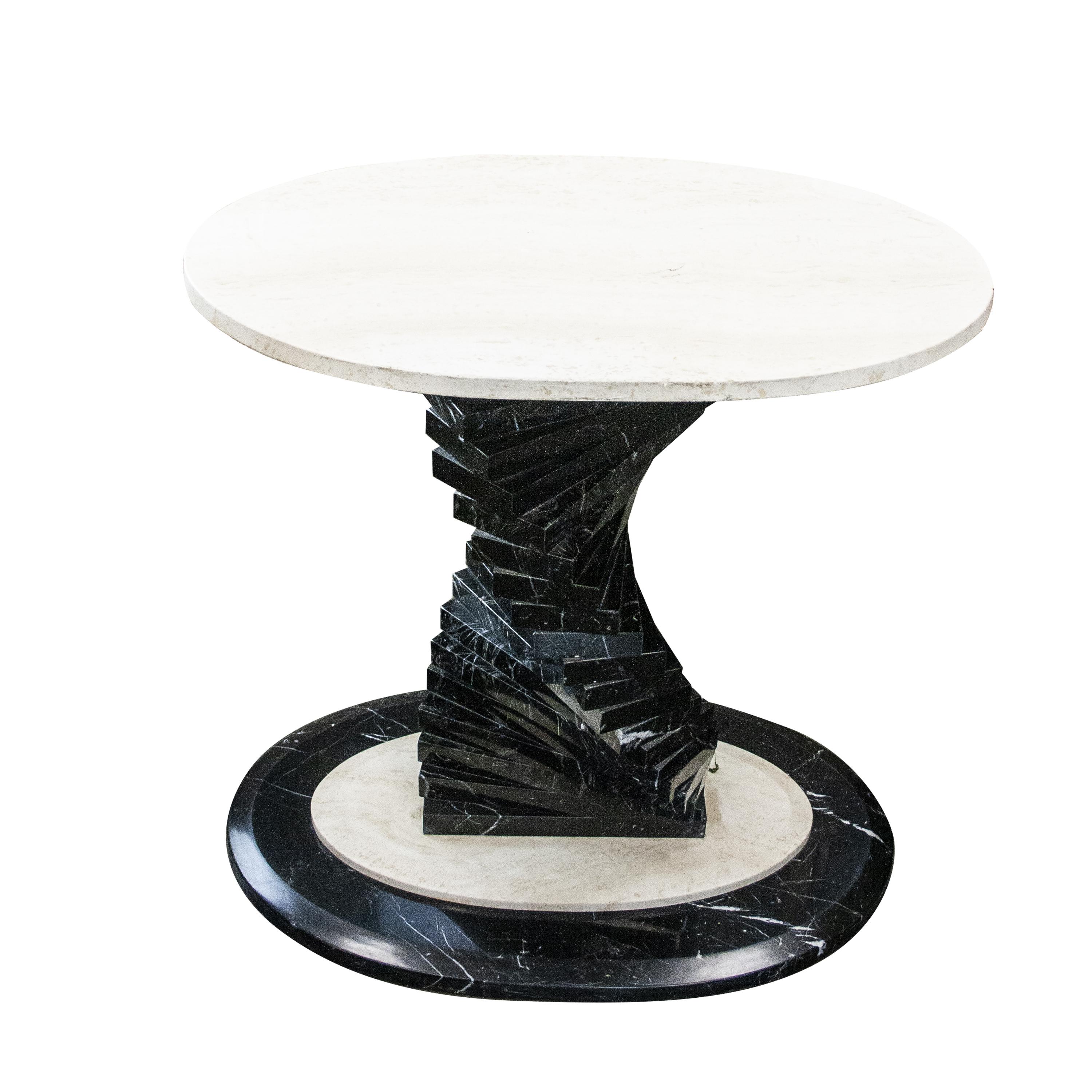 Mid-Century Modern Black and White Spiral Marble Table Base, Italy ...