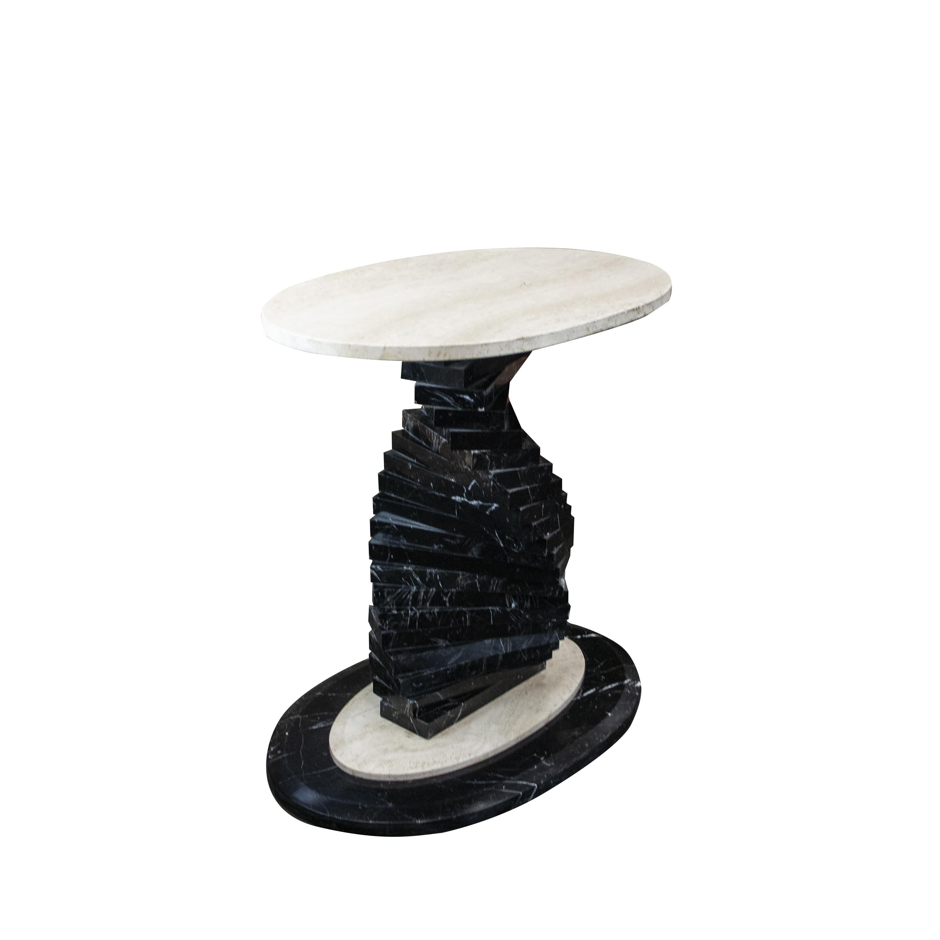 Mid-Century Modern Black and White Spiral Marble Table Base, Italy ...