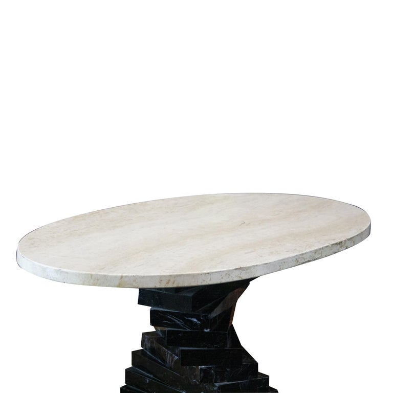 Mid-Century Modern Black and White Spiral Marble Table Base, Italy ...