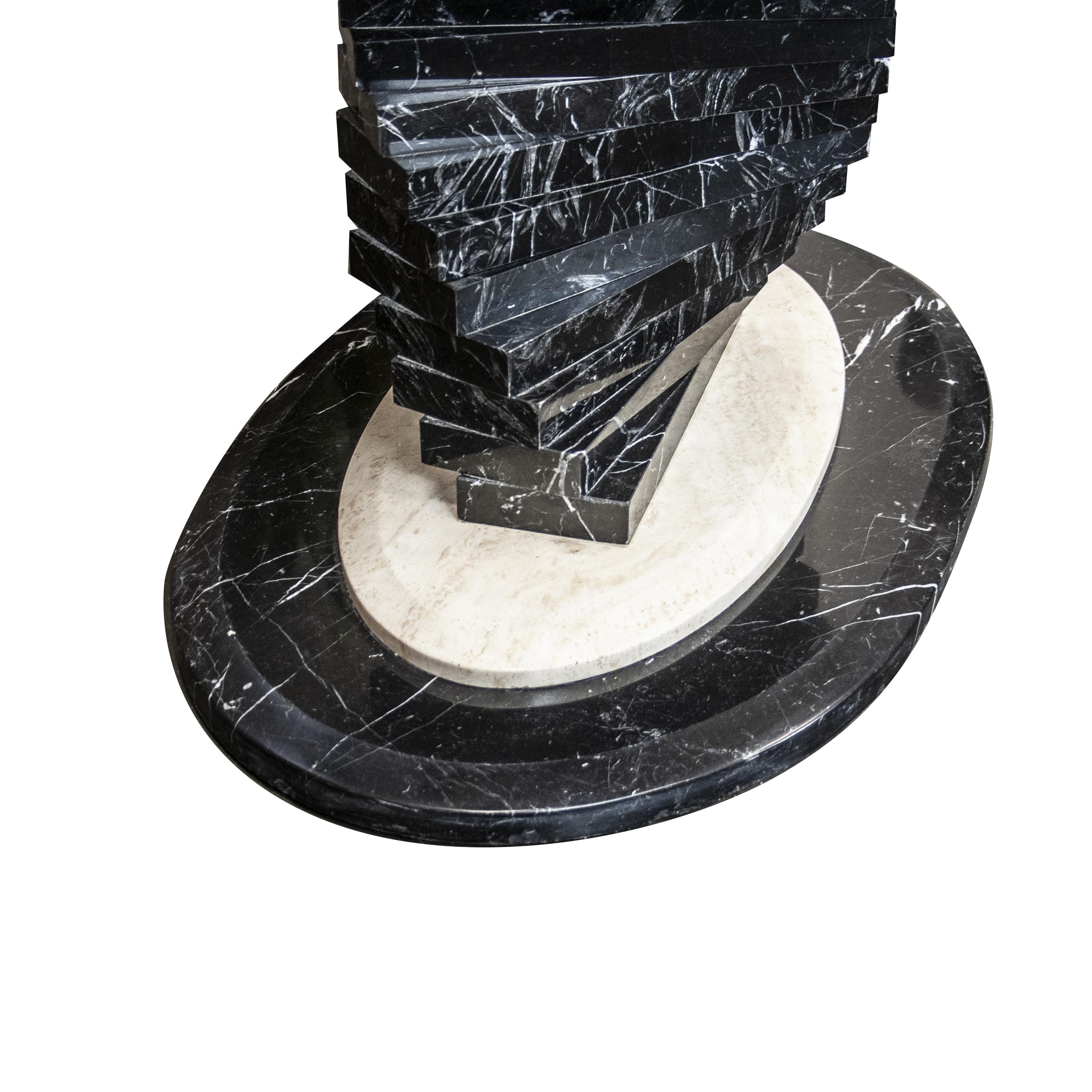 Mid-Century Modern Black and White Spiral Marble Table Base, Italy ...