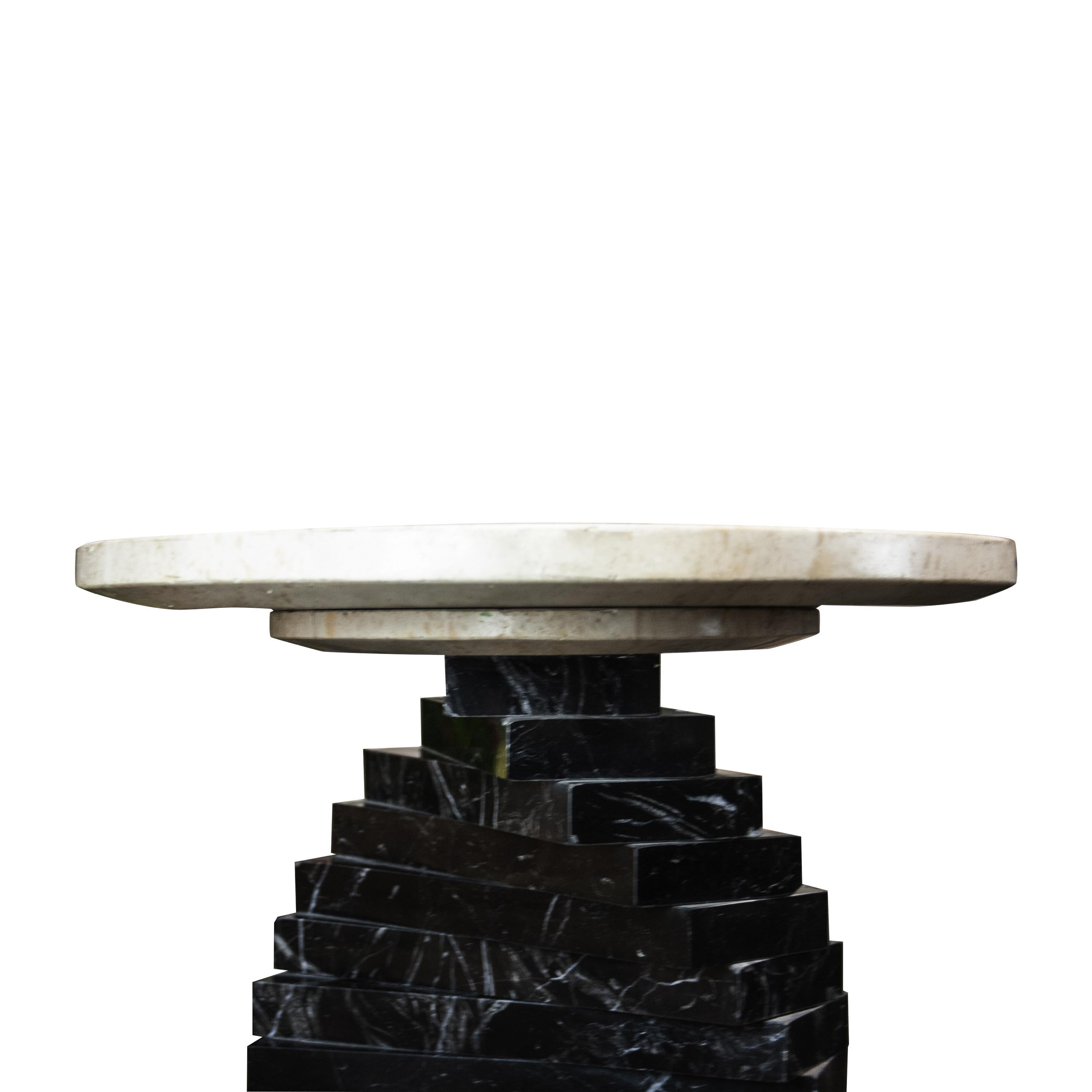 Mid-Century Modern Black and White Spiral Marble Table Base, Italy ...