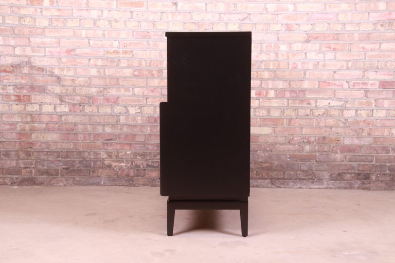 Mid-Century Modern Black Lacquered Diamond Front Highboy Dresser by ...