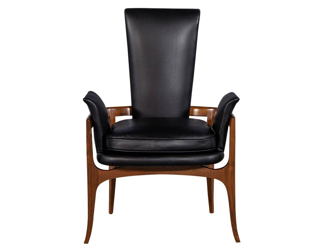 Mid-Century Modern Black Leather Desk Chair at 1stDibs