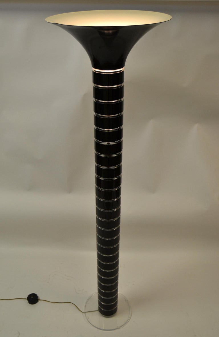 Mid-Century Modern Black and Transparent Stacked Lucite Floor Lamp ...