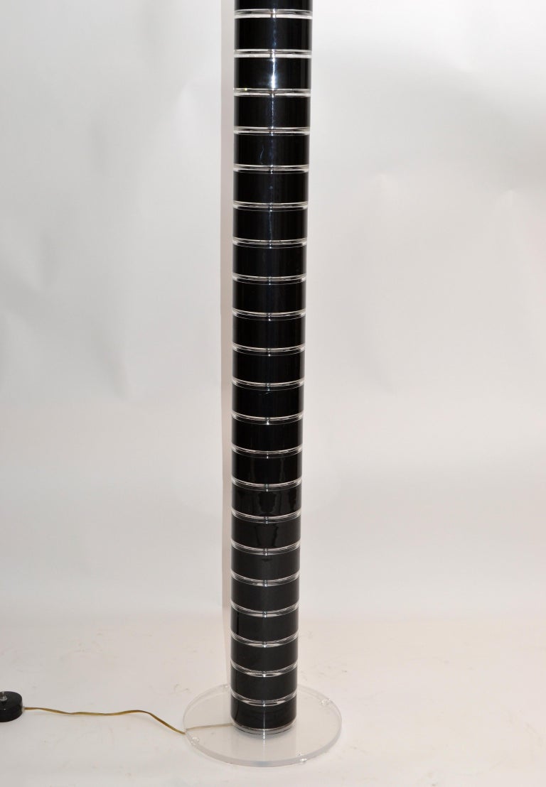 Mid-Century Modern Black and Transparent Stacked Lucite Floor Lamp ...