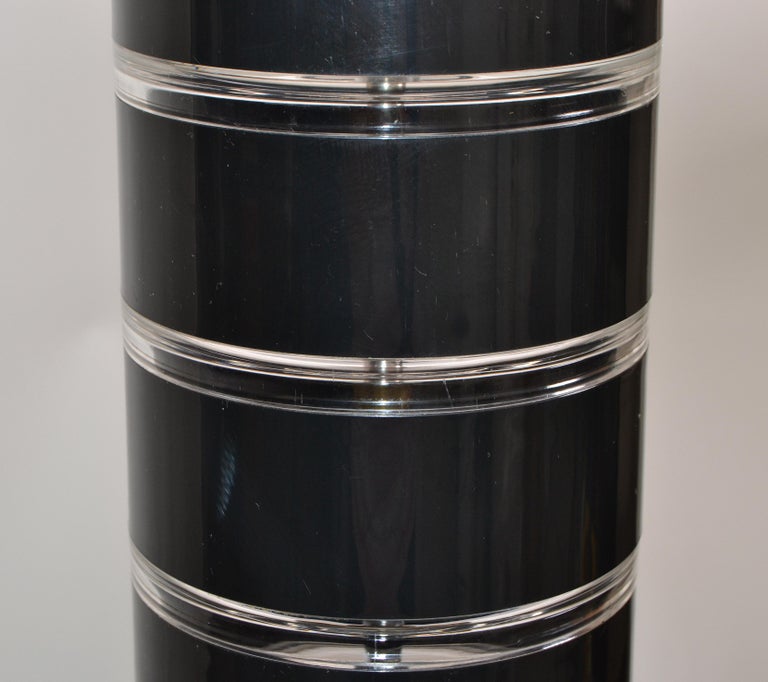 Mid-Century Modern Black and Transparent Stacked Lucite Floor Lamp ...