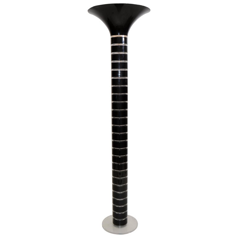 Mid-Century Modern Black and Transparent Stacked Lucite Floor Lamp ...