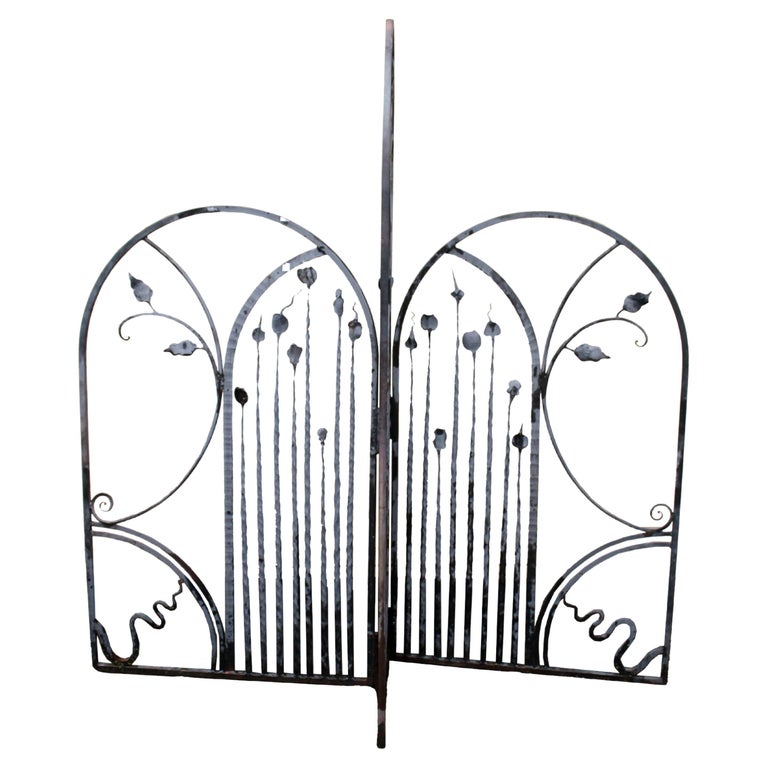 Mid Century Modern Black Wrought Iron Outdoor Sculpture Gate For Sale ...