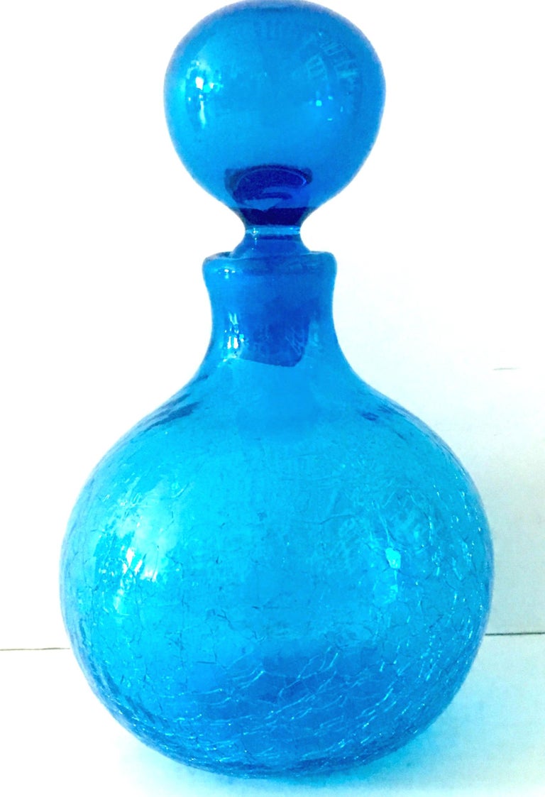 Mid-Century Modern Blenko Crackle Glass Decanter and Stopper For Sale ...