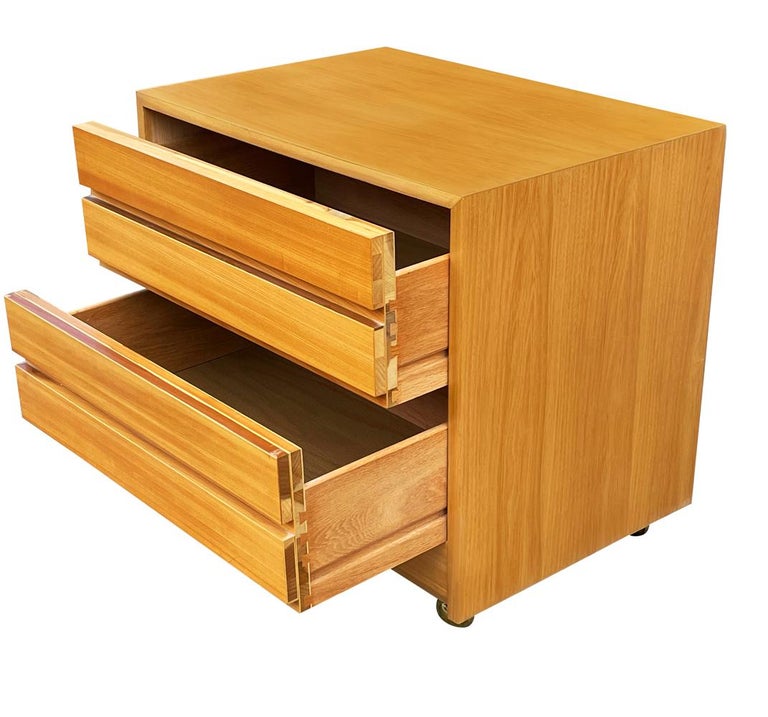 Mid Century Modern Blond Wood Cabinet or Night Stand with Drawers and ...