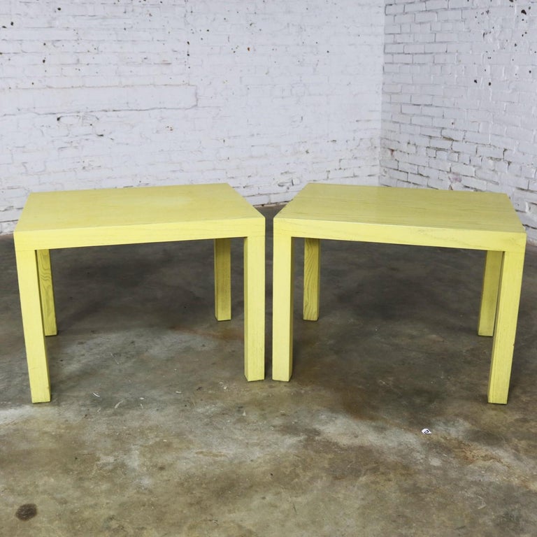 Mid-Century Modern Blonde Cerused Oak Parsons End Tables Style Wormley ...
