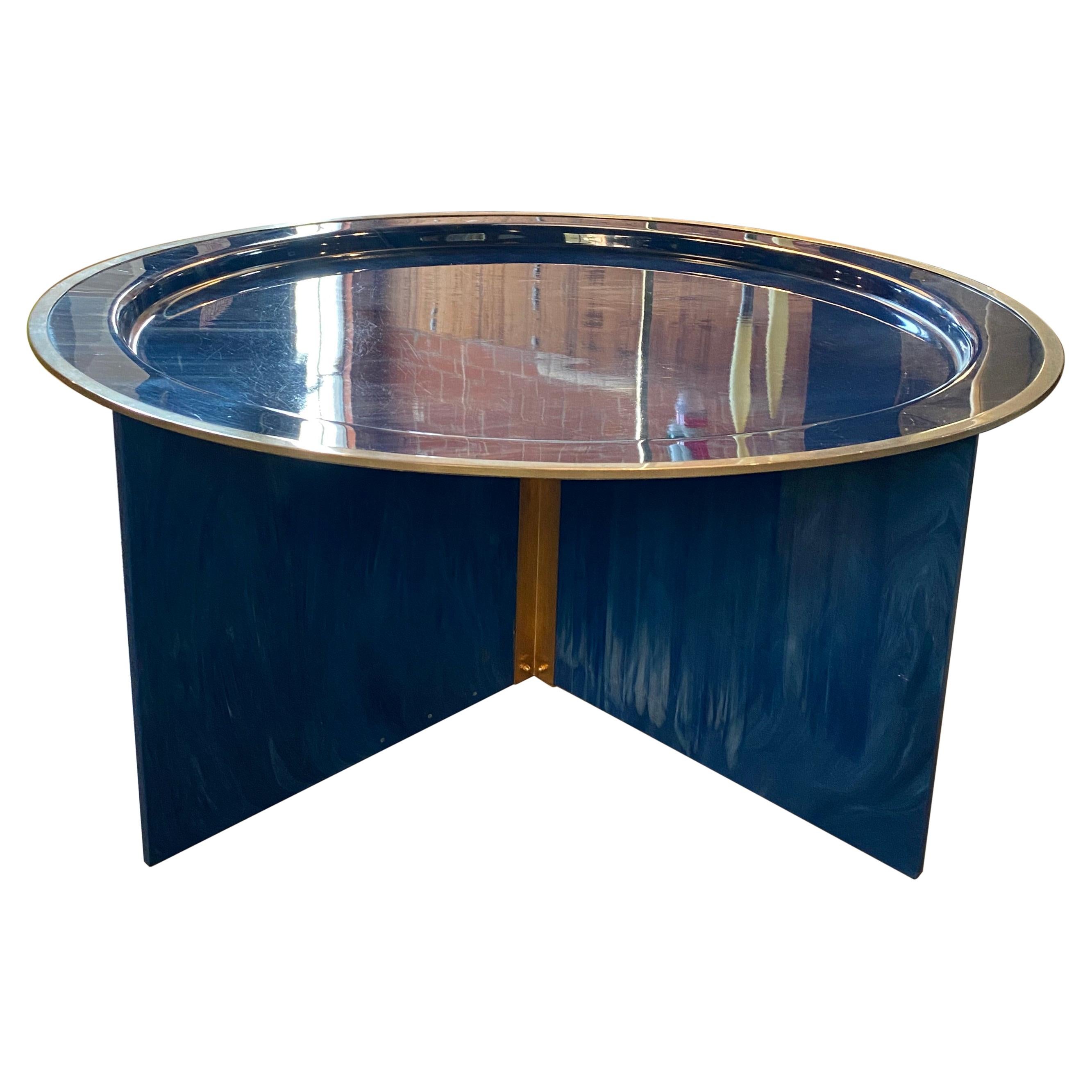 Mid-Century Modern Ceramic Blue Coffee Table For Sale at 1stDibs