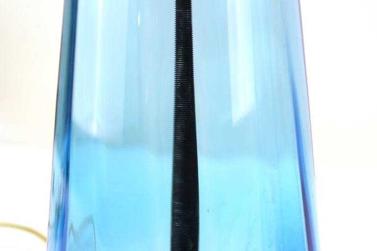 Mid Century Modern Blue Glass Table Lamps At 1stdibs