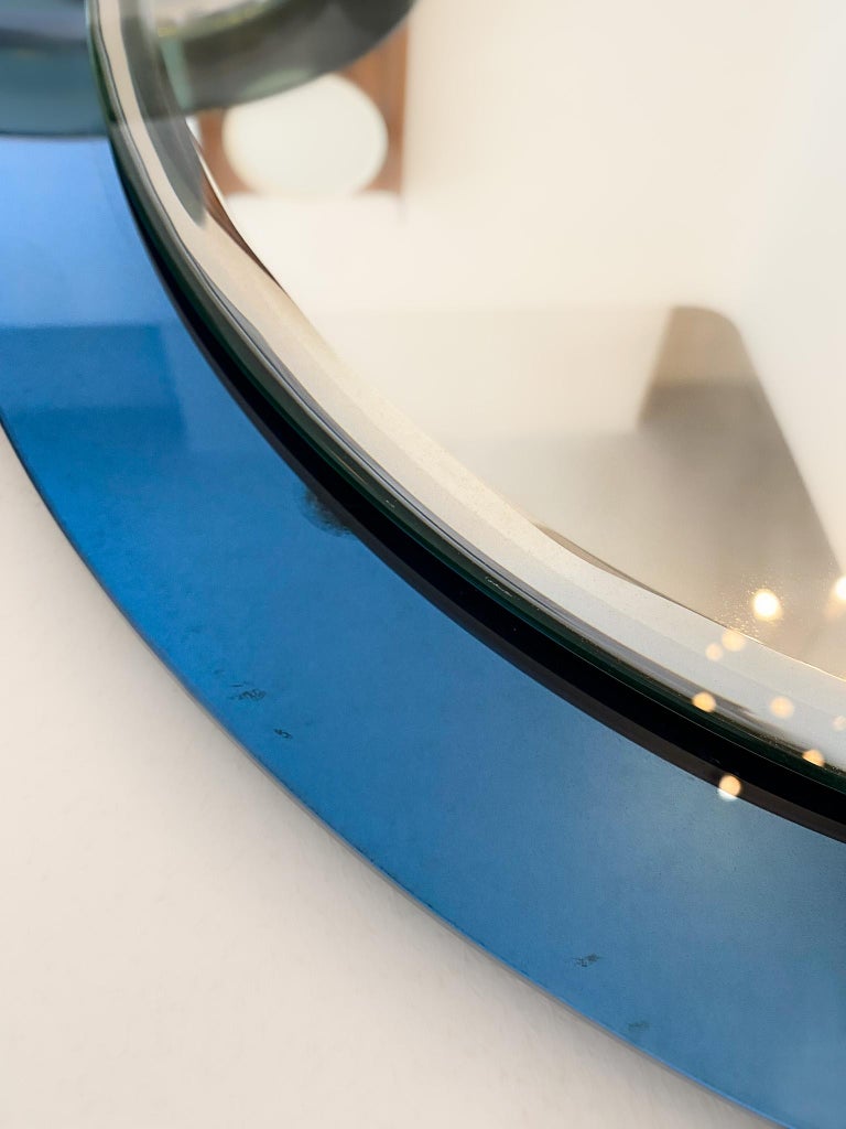 Mid-Century Modern Blue Oval Glass Wall Mirror, Italy 1970s For Sale at ...