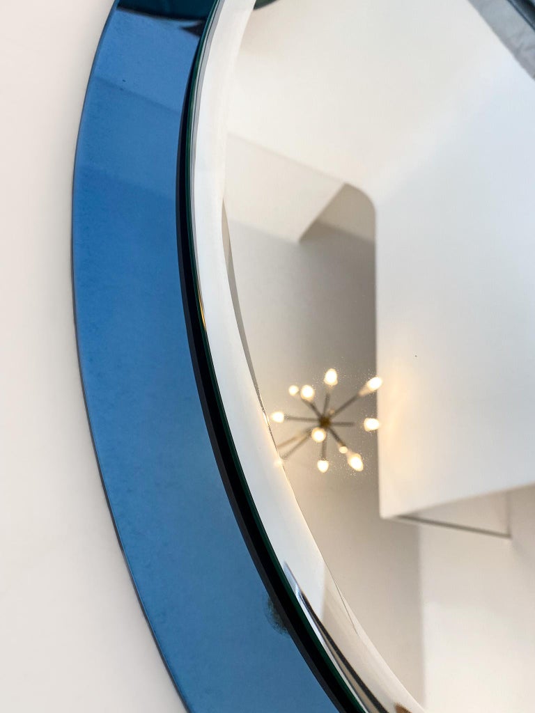Mid-Century Modern Blue Oval Glass Wall Mirror, Italy 1970s For Sale at ...
