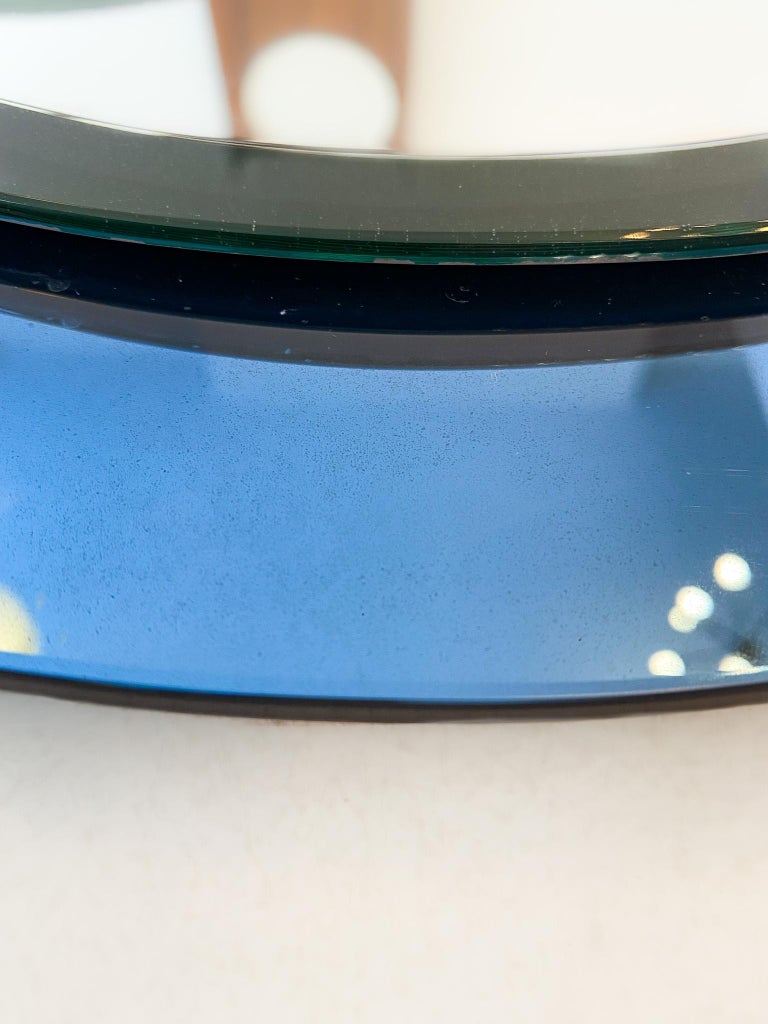 Mid-Century Modern Blue Oval Glass Wall Mirror, Italy 1970s For Sale at ...