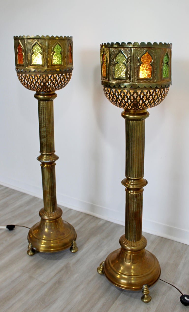 Mid-Century Modern Bohemian Moroccan Brass Pair of Floor Lamps at ...
