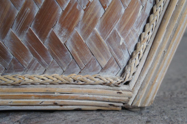 Mid-Century Modern Bohemian Rattan and Split Reed Barrel Back Loveseat ...